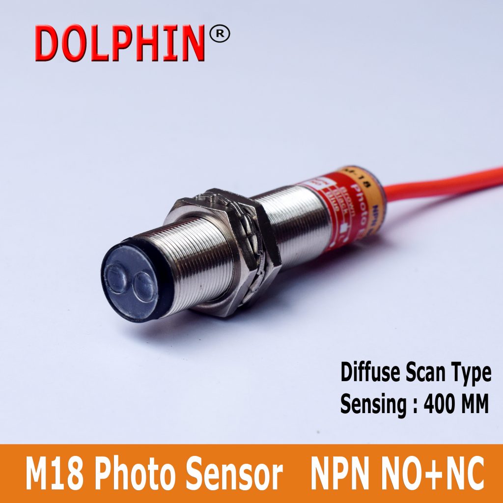 M18 Photo Sensor Diffuse Scan NPN NO+NC Sn: 400 mm Make DOLPHIN ...
